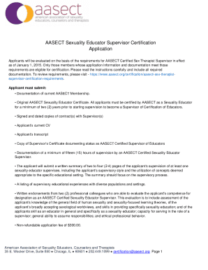 Fillable Online AASECT Sexuality Educator Supervisor Application ...