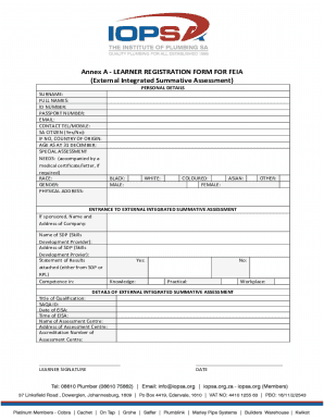 Fillable Online Annex A - Learner Registration Form.pdf - IOPSA Fax Email Print - pdfFiller