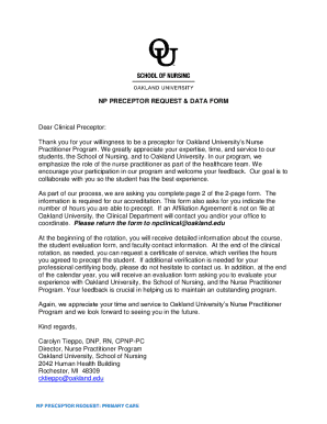 Fillable Online NP PRECEPTOR REQUEST & DATA FORM Fax Email Print ...