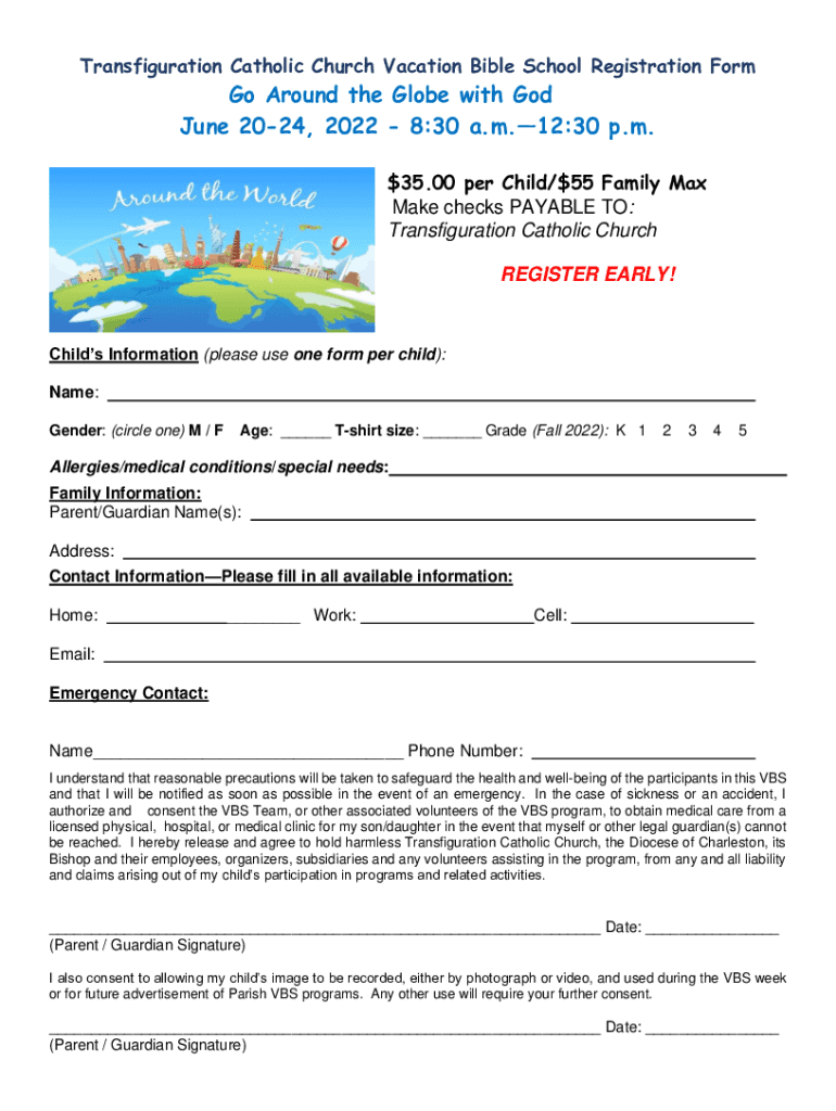 Fillable Online Go Around the Globe with God June 20-24, 2022 Fax Email ...