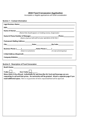Fillable Online 2022 Food Vendor Application.docx Fax Email Print - pdfFiller