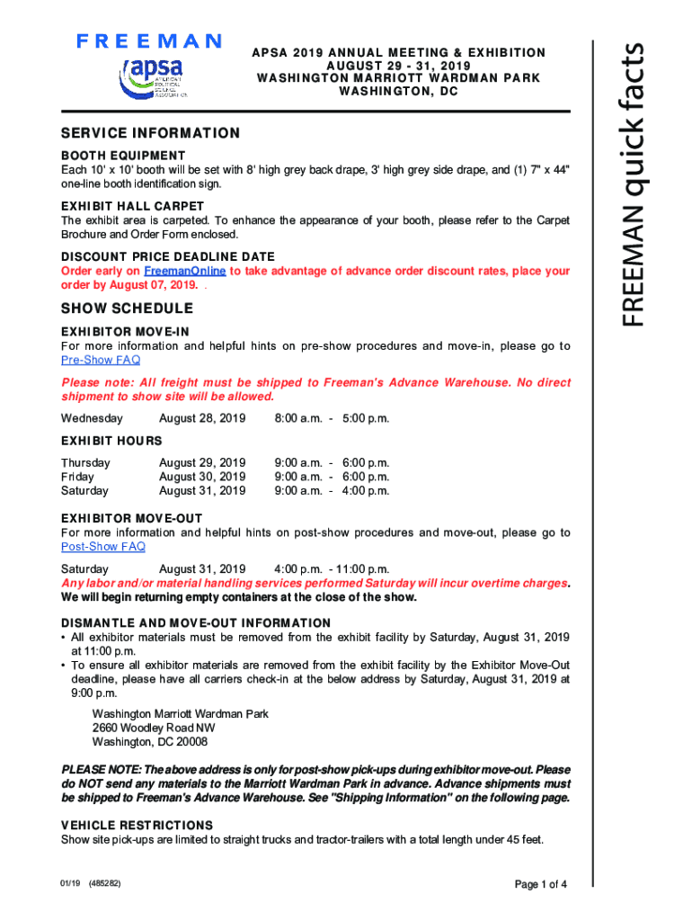 Fillable Online EXHIBITOR SERVICE MANUAL Have a header created 8.5 x ...