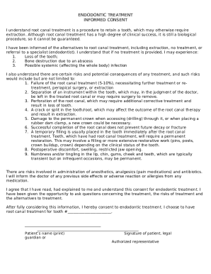 Endodontic Consent Doc Template | pdfFiller