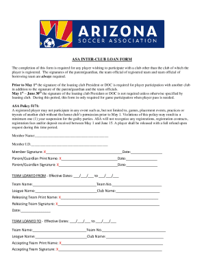 Fillable Online 1 ASA Inter Club Loan Form - FC Arizona Fax Email Print ...