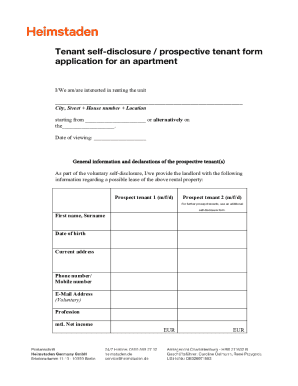 Fillable Online Tenant self-disclosure / prospective tenant form Fax ...