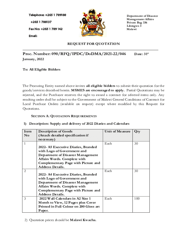 Fillable Online RFQ for Services Fax Email Print - pdfFiller