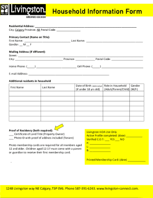 Fillable Online Household Information Form. Fax Email Print - pdfFiller
