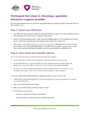 Fillable Online Participant fact sheet 3-Choosing a specialist ...