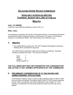 Fillable Online Commissioners answering roll call were Commissioner ...