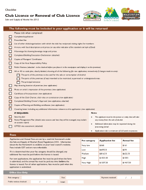 Fillable Online CHECK LIST FOR NEW CLUB LICENCE OR ... Fax Email Print ...