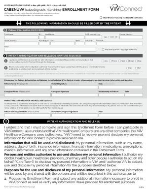 Fillable Online Patient Enrollment - ViiVConnect Fax Email Print - pdfFiller