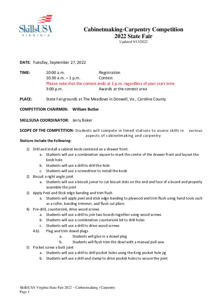 Fillable Online Cabinetmaking-Carpentry Competition Fax Email Print ...