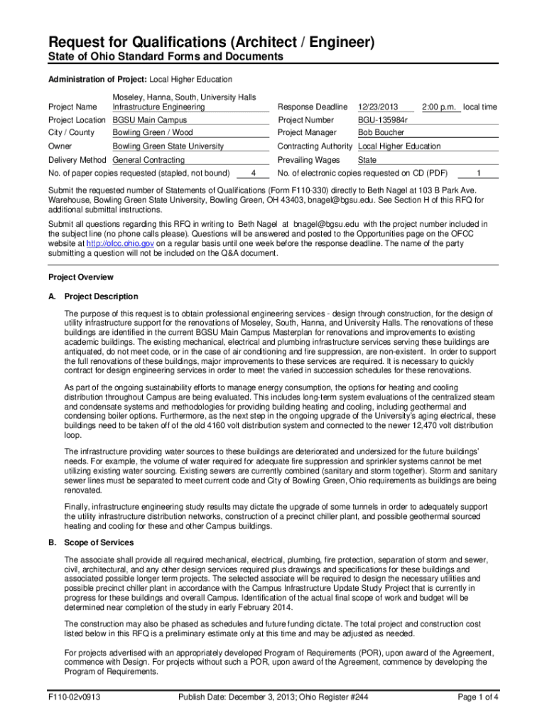 Fillable Online Project Location BGSU Main Campus Fax Email Print - pdfFiller