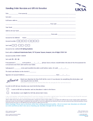 Fillable Online Standing Order Instruction - Our Lady of Dover Fax ...