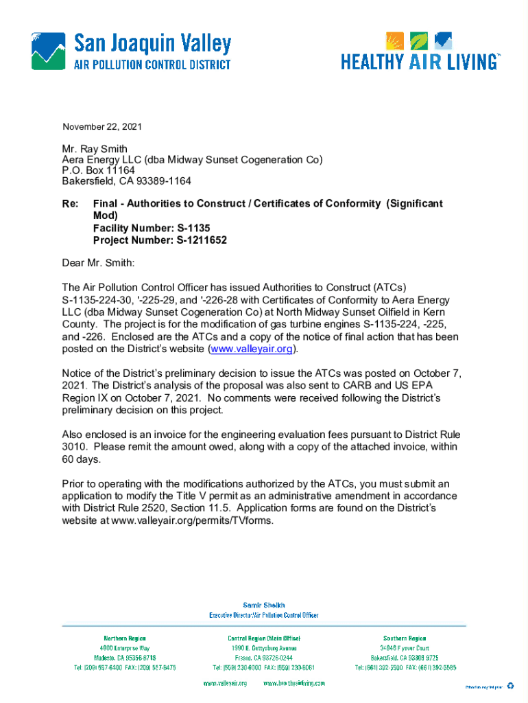 Fillable Online Final - San Joaquin Valley Air Pollution Control ...
