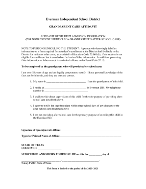 Fillable Online affidavit of student admission information for ...