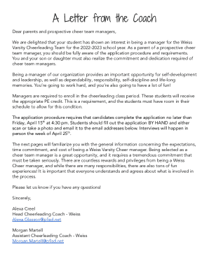 Fillable Online Cheer coach interview questions. Be the liaison between ...