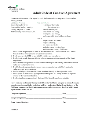 Fillable Online Adult Code of Conduct Agreement Fax Email Print - pdfFiller