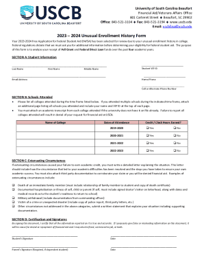 Fillable Online Financial Aid Forms - USCB Admissions Fax Email Print ...
