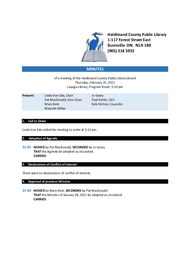 Fillable Online Library - Haldimand County Fax Email Print - pdfFiller