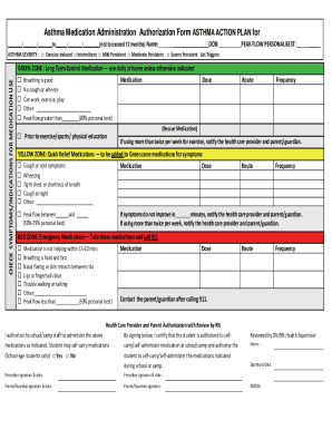 Fillable Online Asthma Action Plan Authorization Form Fax Email Print ...