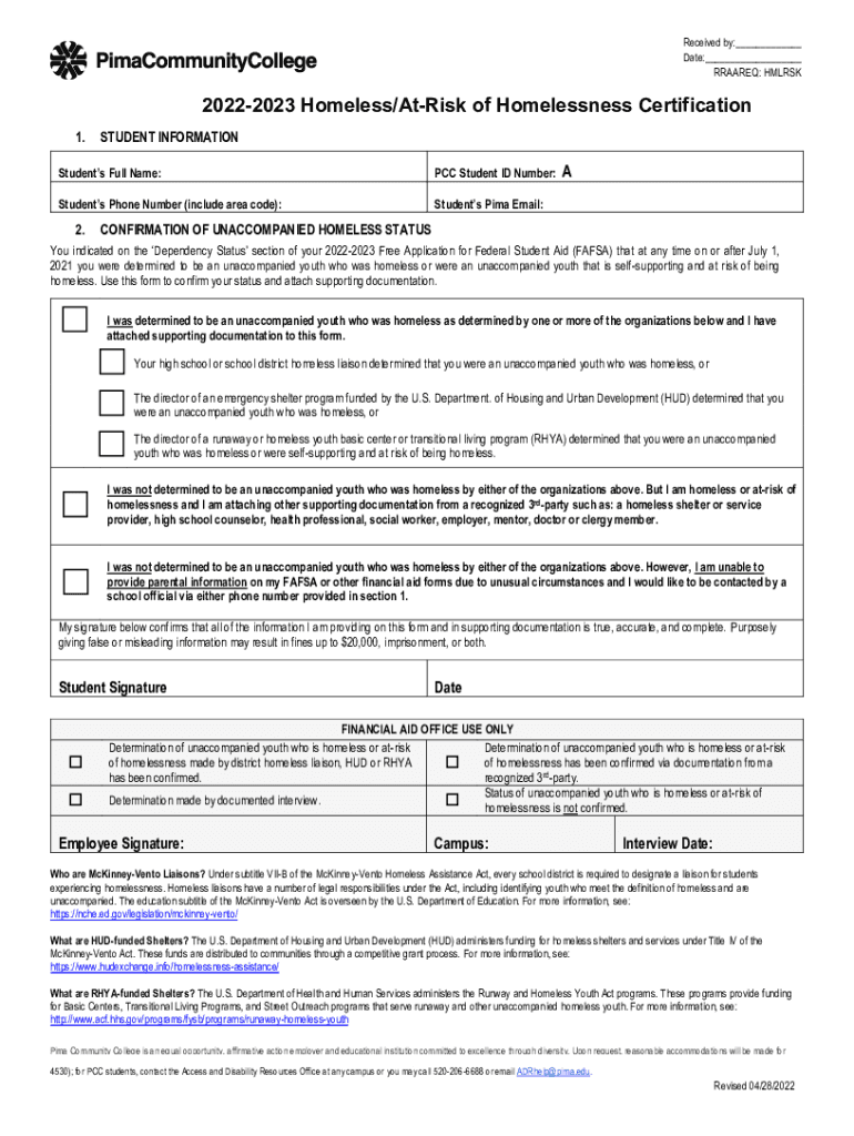 Fillable Online 2022-2023 Homeless/At-Risk of Homelessness ...