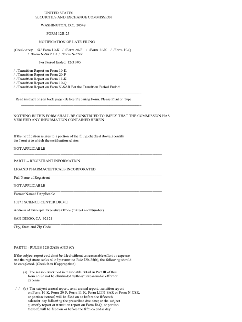 Fillable Online Form 12b-25 NOTIFICATION OF LATE FILING (Check One) Fax Email Print - pdfFiller