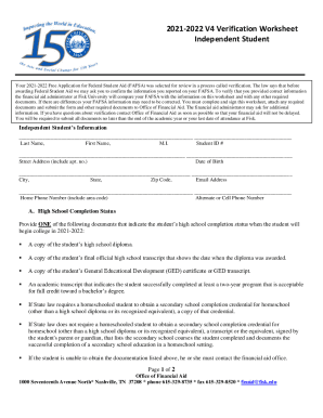 Fillable Online 2021-2022 V4 Verification Worksheet Fax Email Print - pdfFiller
