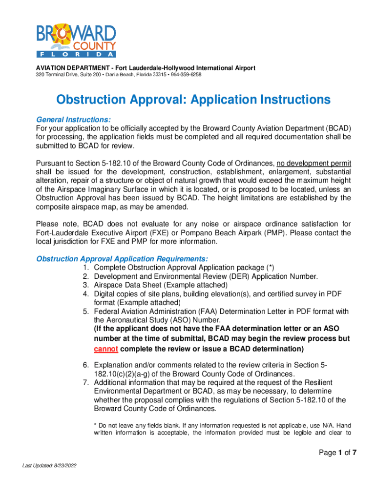 Fillable Online Obstruction Approval Application Instructions Fax Email ...