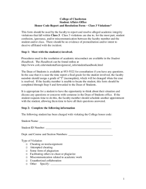 Fillable Online deanofstudents cofc 12.4.2 Student Code of Conduct 10/1 ...