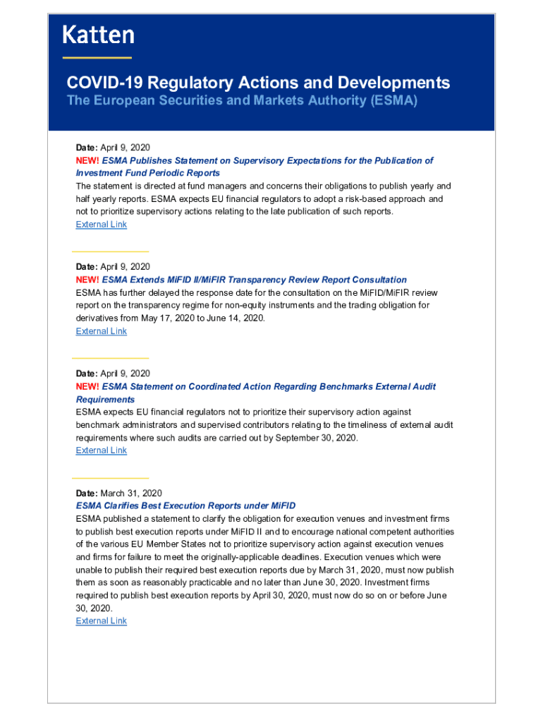 Fillable Online ESMA sets out supervisory expectations on publication ...