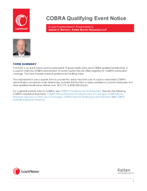 Fillable Online COBRA Qualifying Event Notice - Katten Muchin Rosenman ...