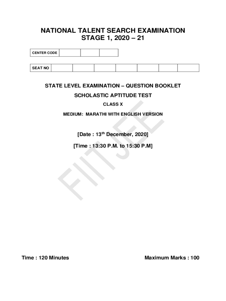 Fillable Online NTSE Stage II Exam Question Papers with Solutions ...