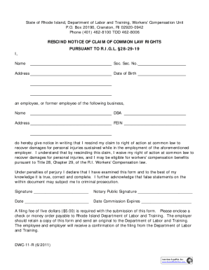 Fillable Online Notice Of Claim Of Common Law Rights DWC-11 Fax Email ...