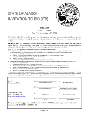 Fillable Online State Government of Alaska (alaska) Government Bid and ...