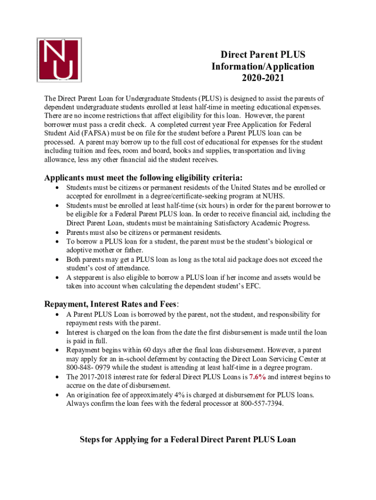 Fillable Online 20-21 Parent PLUS authorization Fax Email Print - pdfFiller