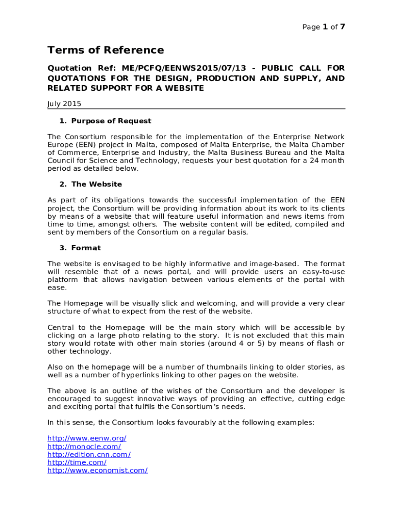 Terms of Reference - Malta Enterprise Doc Template | pdfFiller