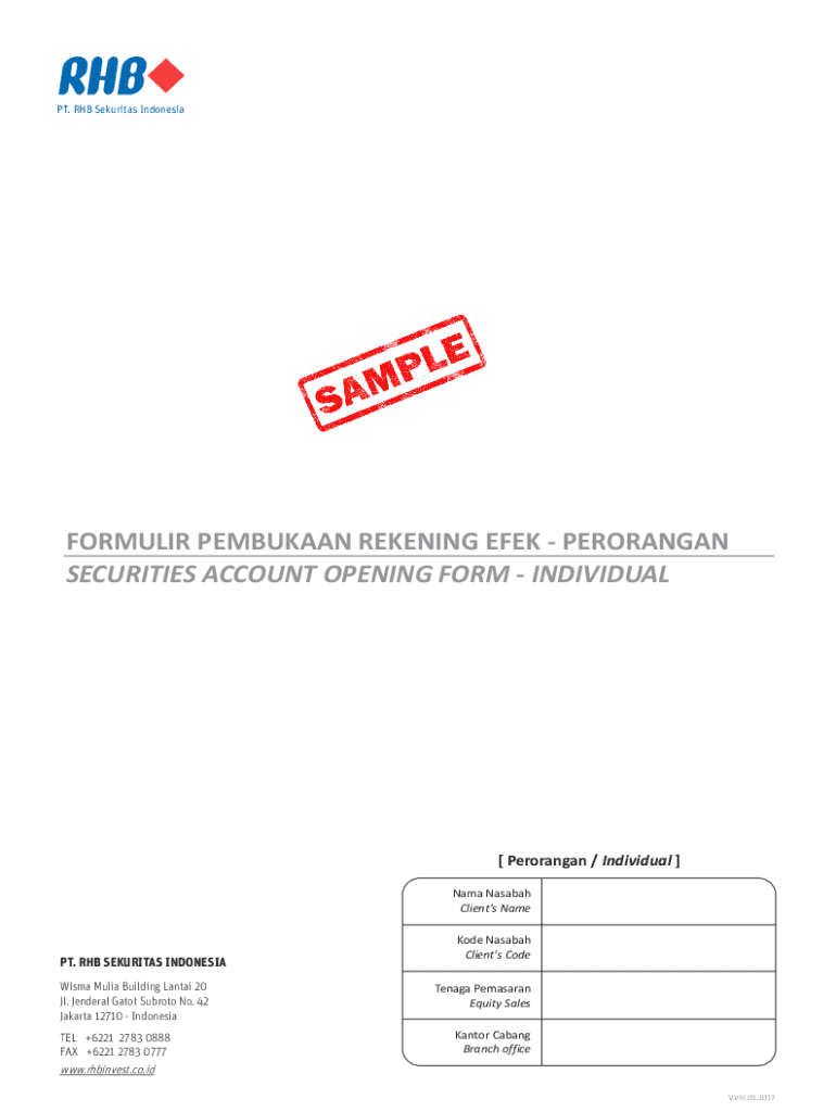 Fillable Online Opening Account - RHB Sekuritas Fax Email Print - pdfFiller