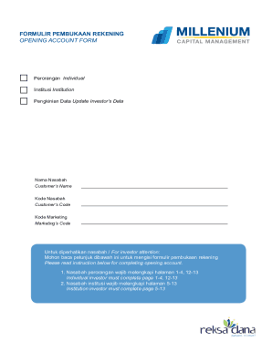 Fillable Online FORMULIR REKENING DANA NASABAH APPLICATION ... Fax ...