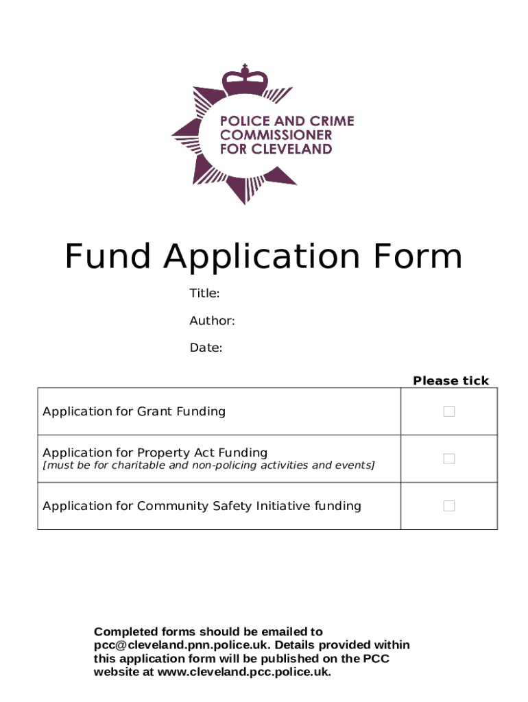 Cleveland-PCC-Funding-Application-. Date of application Doc Template ...