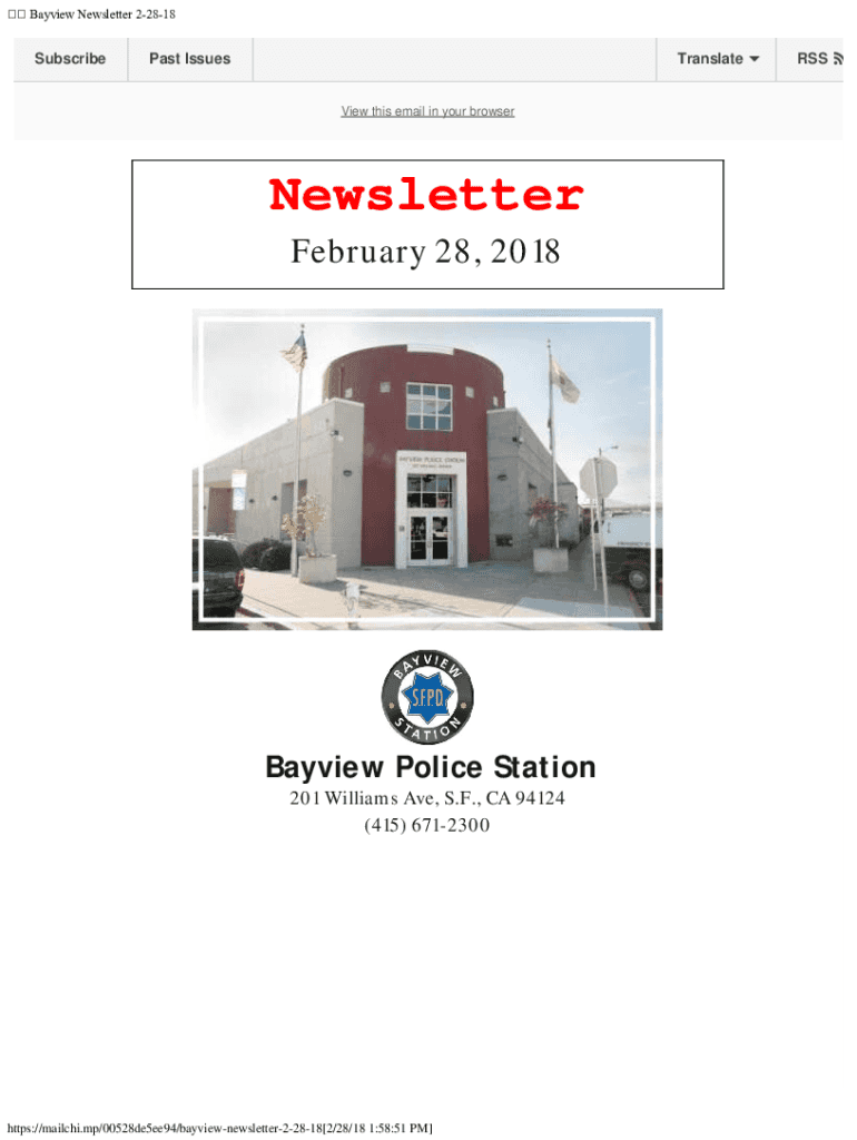 Fillable Online Bayview Police Station 201 Williams ... - City of San ...