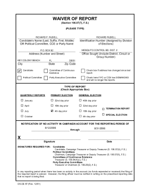 Fillable Online WAIVER OF REPORT X Fax Email Print - pdfFiller