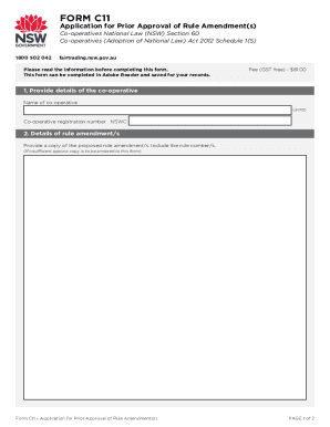 Fillable Online Form C11 - Application for Prior Approval of Rule ...