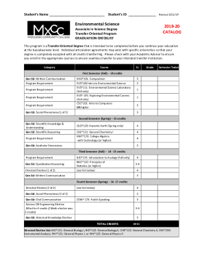 Fillable Online Environmental Science Degree Graduation Checklist Fax ...