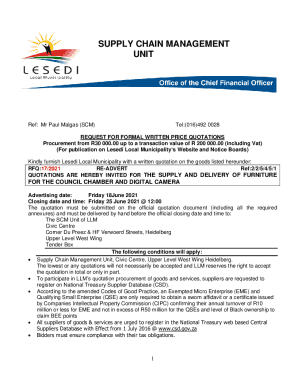 Fillable Online QuotationsPlanning, Development, Lesedi Local ...