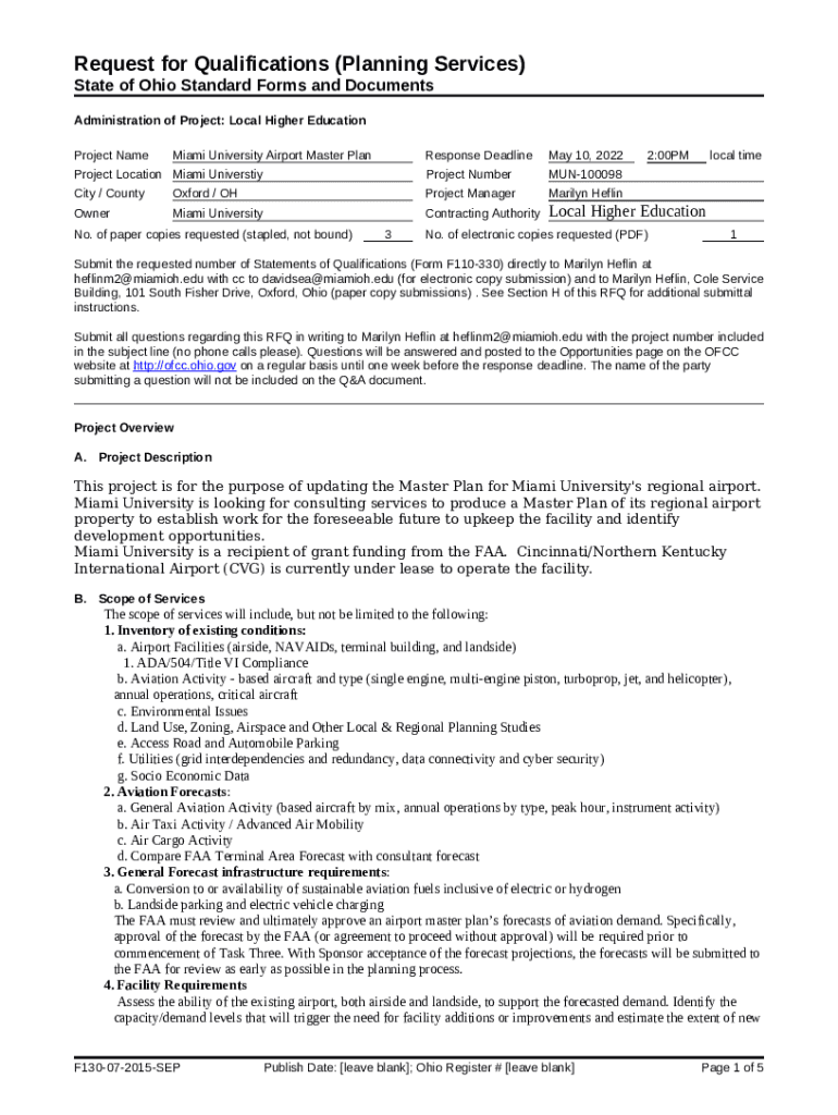 Miami University Airport Master Plan - pfd miamioh Doc Template | pdfFiller