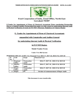 Fillable Online fci gov 8 model tender form peg scheme - Food ...