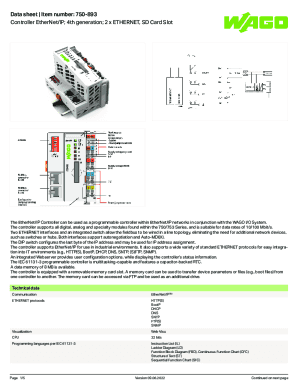 Fillable Online Data sheet Item number: 750-893 Fax Email Print - pdfFiller