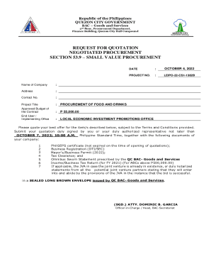 Fillable Online SMALL VALUE PROCUREMENT - Quezon City Government Fax Email Print - pdfFiller