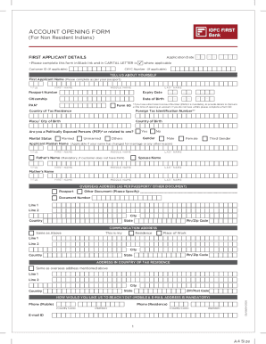 Fillable Online ACCOUNT OPENING FORM - (For Non Resident Indians) Fax ...